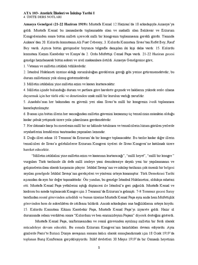 ATA 103 4. Ünite 2 Kısım | PDF