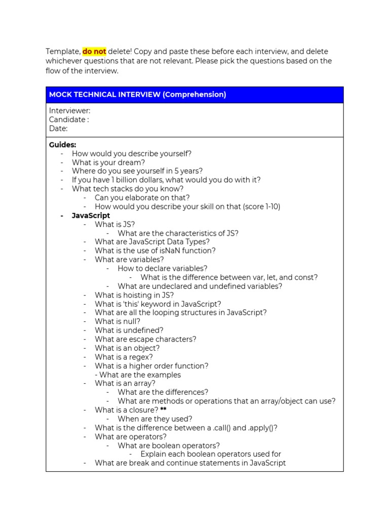 Tech Interview Prep Guide | PDF | Computer Programming | Software ...