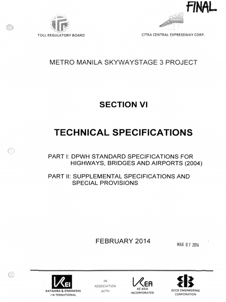 Technical Specification (Skyway Stage3) | PDF | Concrete | Specification (Technical Standard)