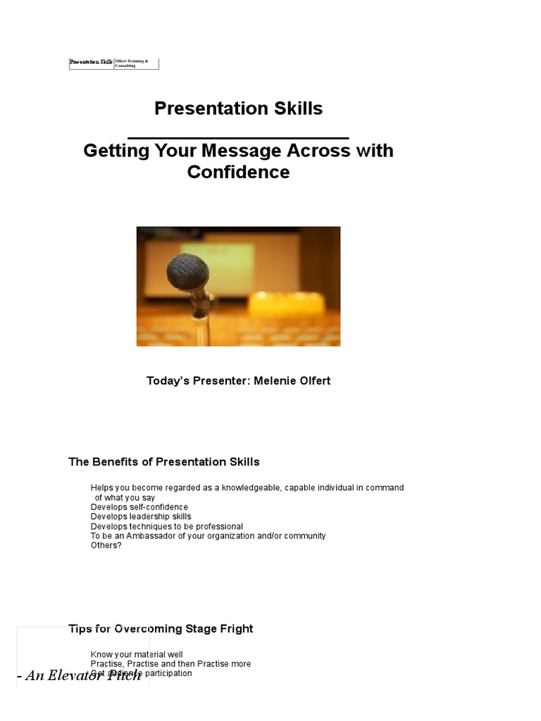 PRESENTATION SKILLS Participant Manual 2021 | PDF | Communication ...