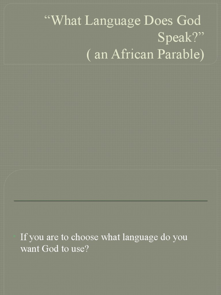 What Language Does God Speak | PDF