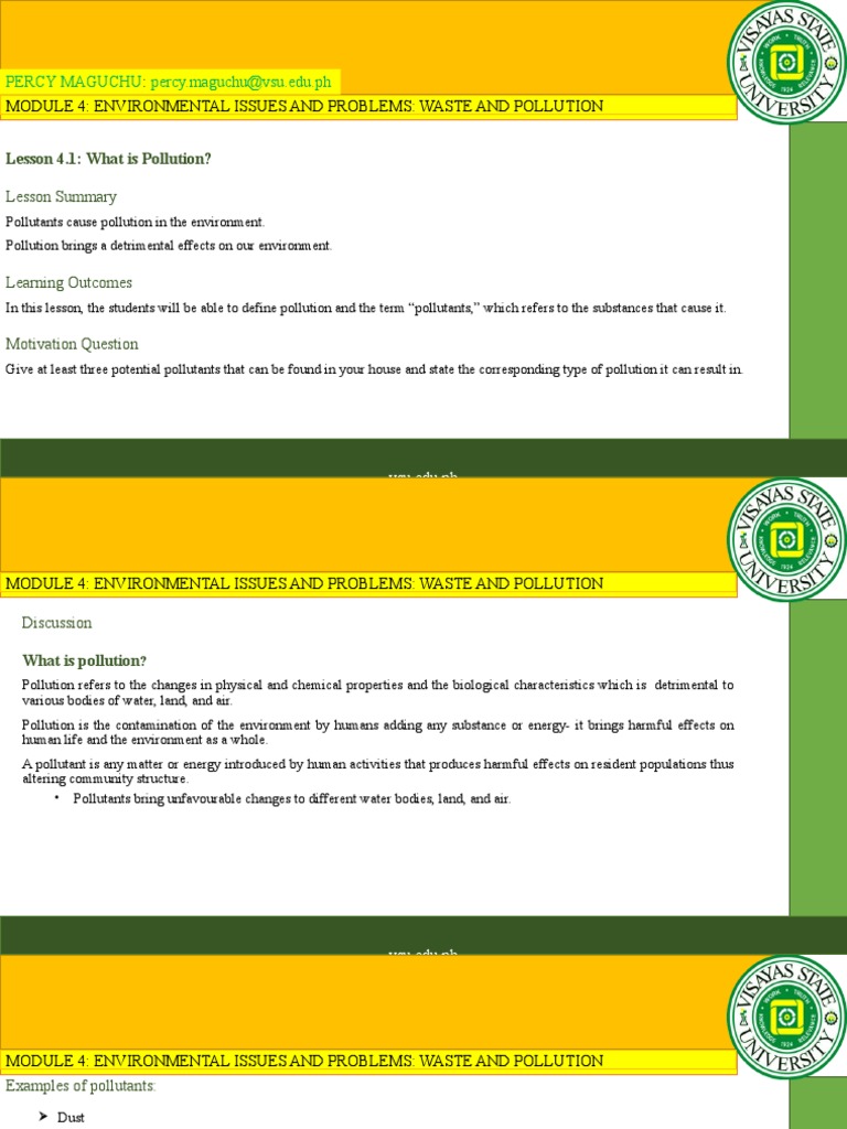 MODULE 4. Environmental Issues and Problems Waste and Pollution | PDF ...