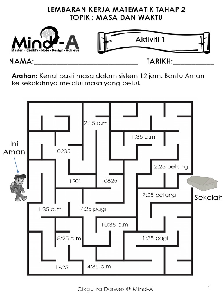 Lembaran Kerja Masa dan Waktu Tahun 1 | PDF