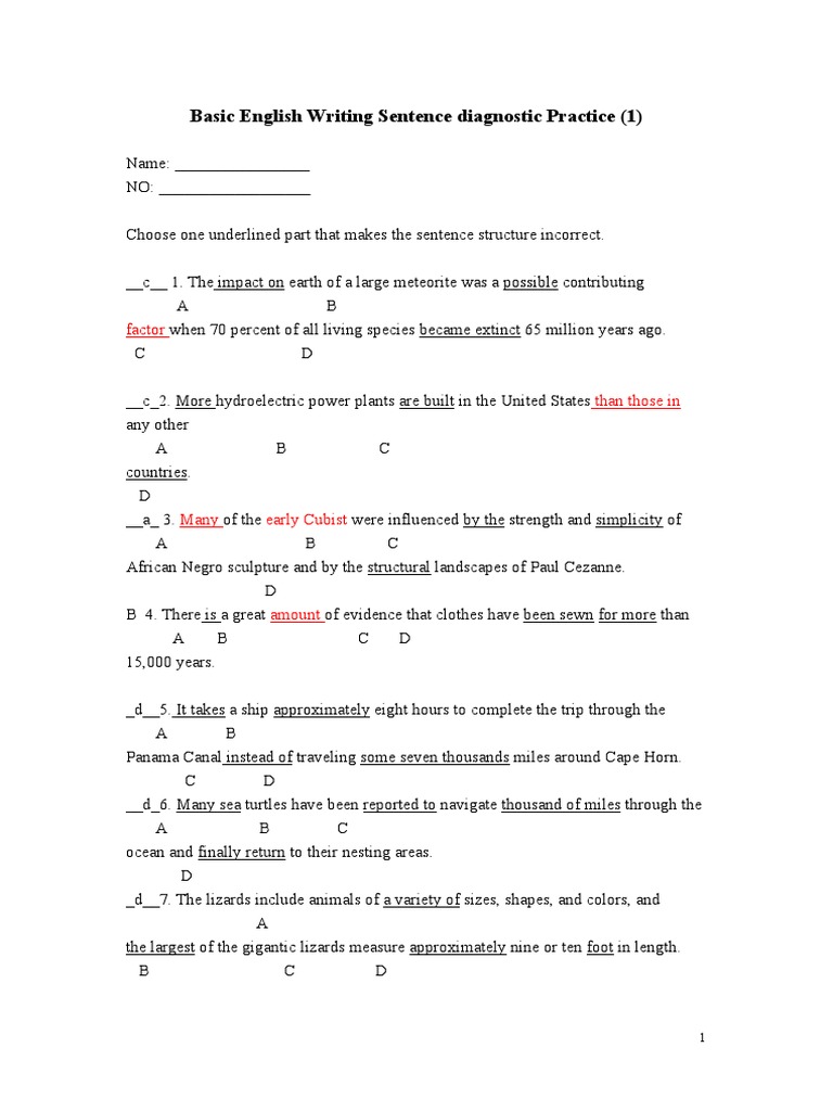 Basic_English_Writing_Grammar_Review_1 | PDF