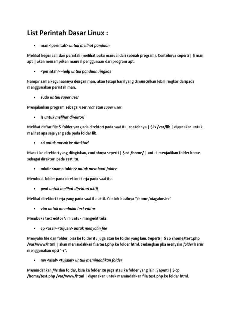 Perintah Dasar Linux | PDF
