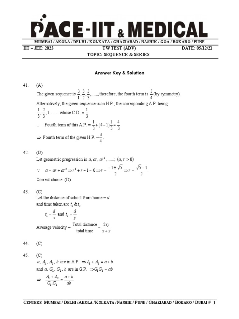 Sequence & Series (ADV) Solution | PDF | Mathematical Analysis | Algebra