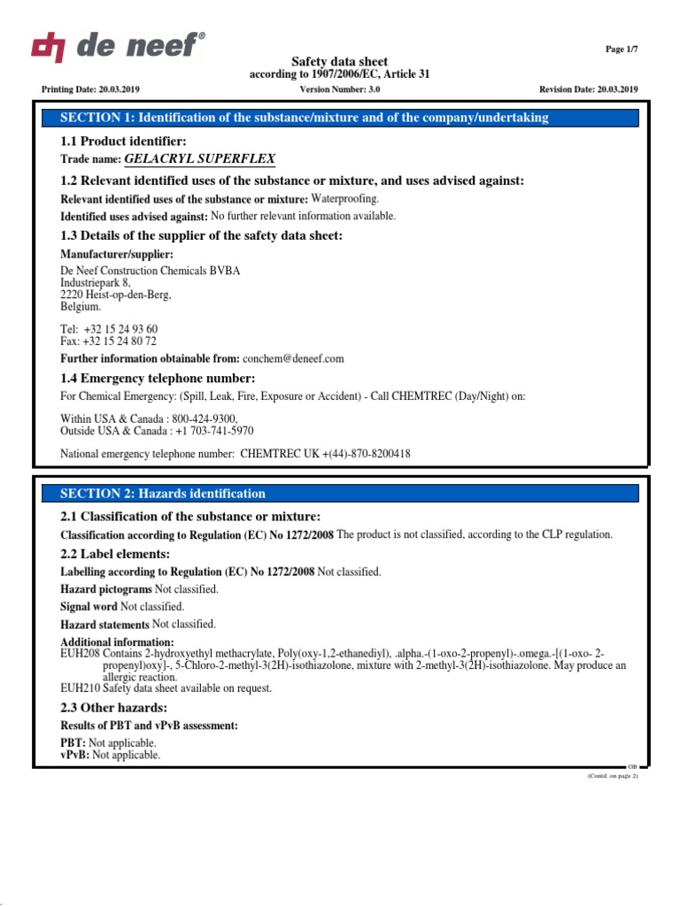 SD65097 - Gelacryl Superflex - (GB) | PDF | Toxicity | Personal Protective Equipment