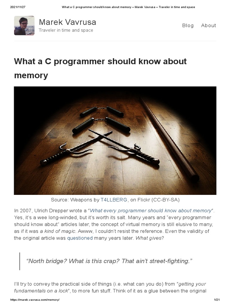 What A C Programmer Should Know About Memory - Marek Vavrusa - Traveler in Time and Space | PDF ...