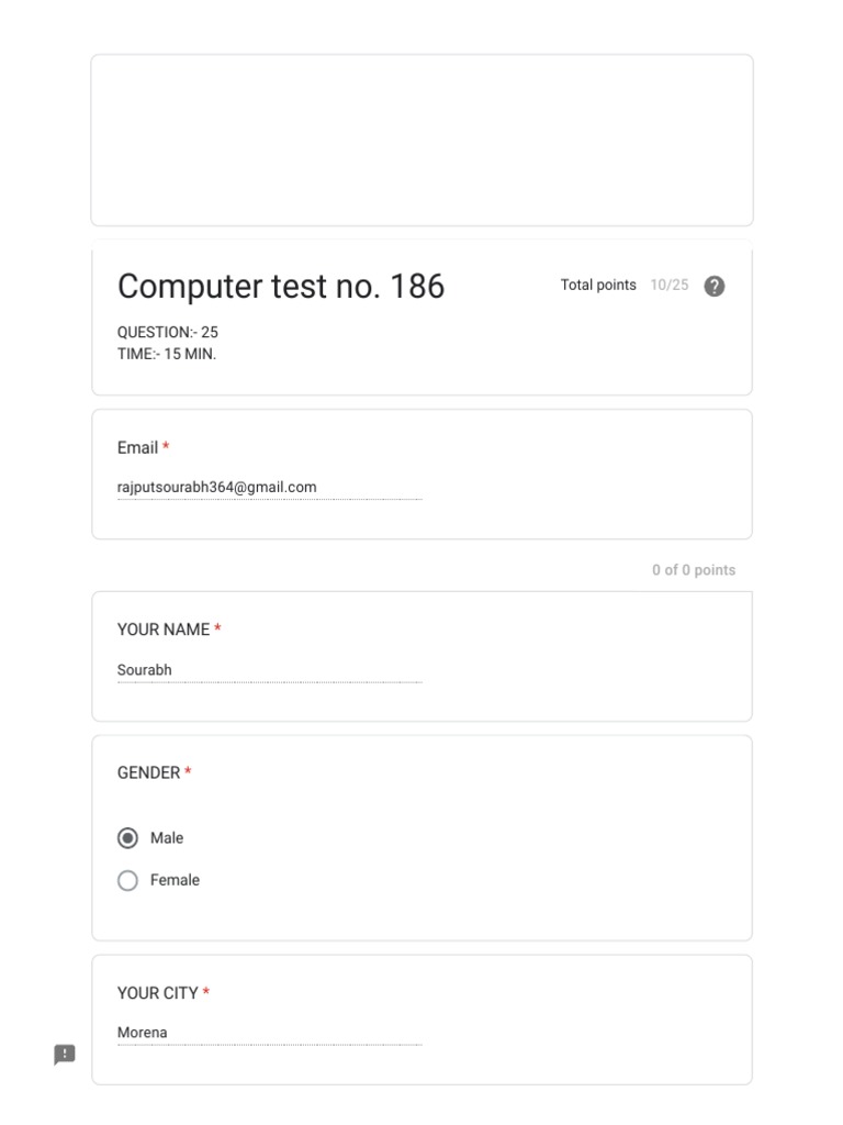 Computer Test No. 186 | PDF