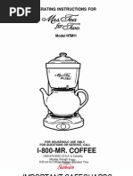 Mr. Coffee Mrs. Tea Maker Instructions | PDF | Tea | Nature