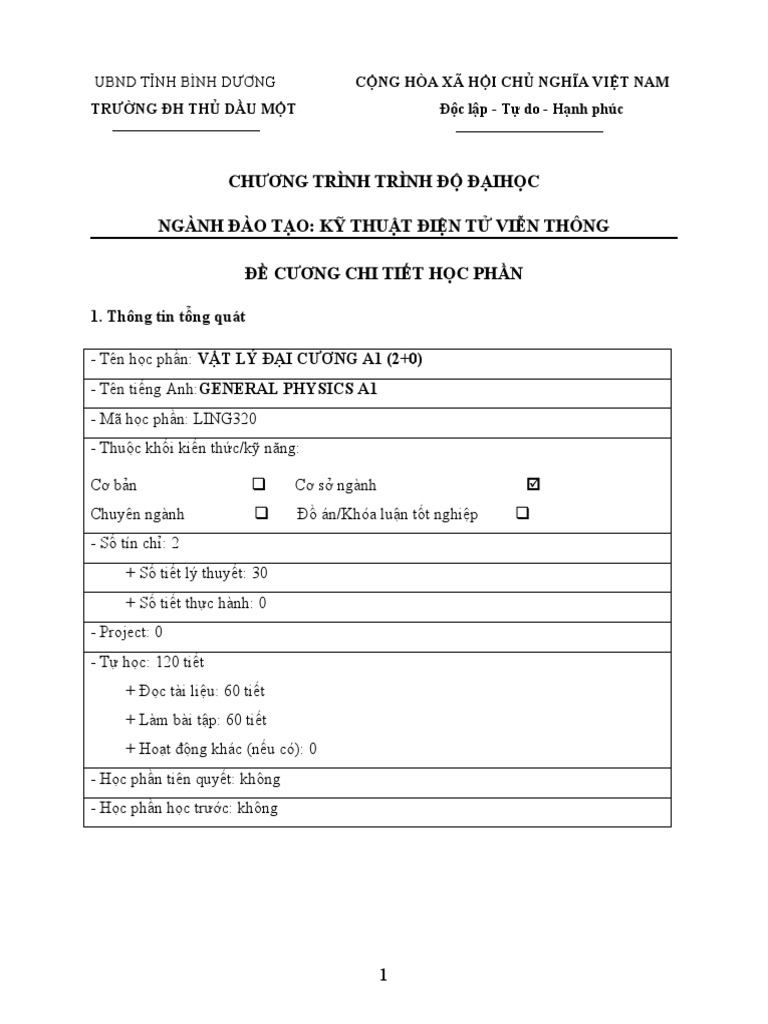 5 - Vat Ly Dai Cuong A1 (2+0) | PDF