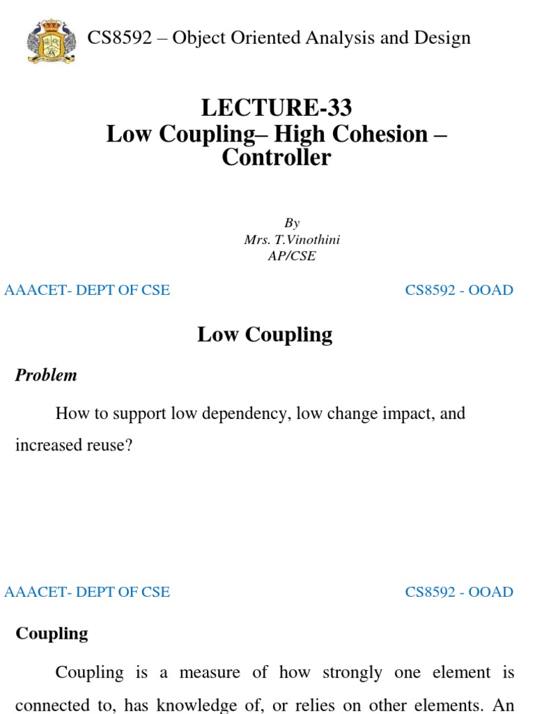 L33 - Low Coupling - High Cohesion - Controller | PDF | Inheritance (Object Oriented Programming ...
