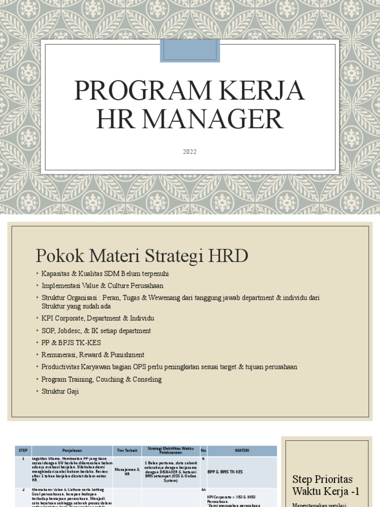 Program Kerja HR MGR | PDF