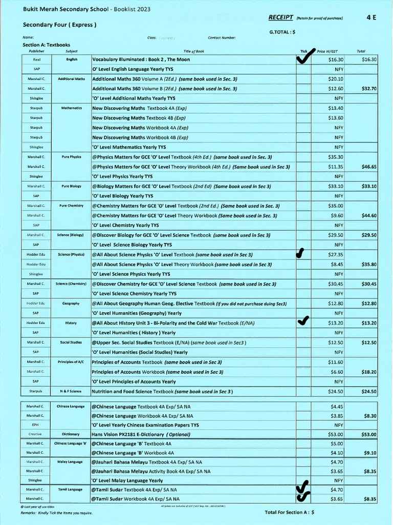 Sec 4 Express Booklist | PDF