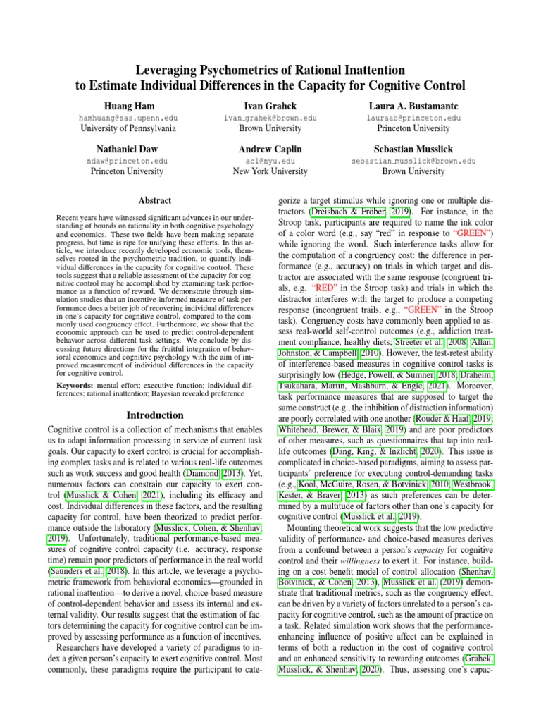Leveraging Psychometrics of Rational Inattention To Estimate Individual Differences in The ...