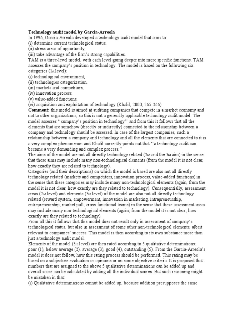 Garcia-Arreola's Technology Audit Model | PDF | Quantitative Research ...