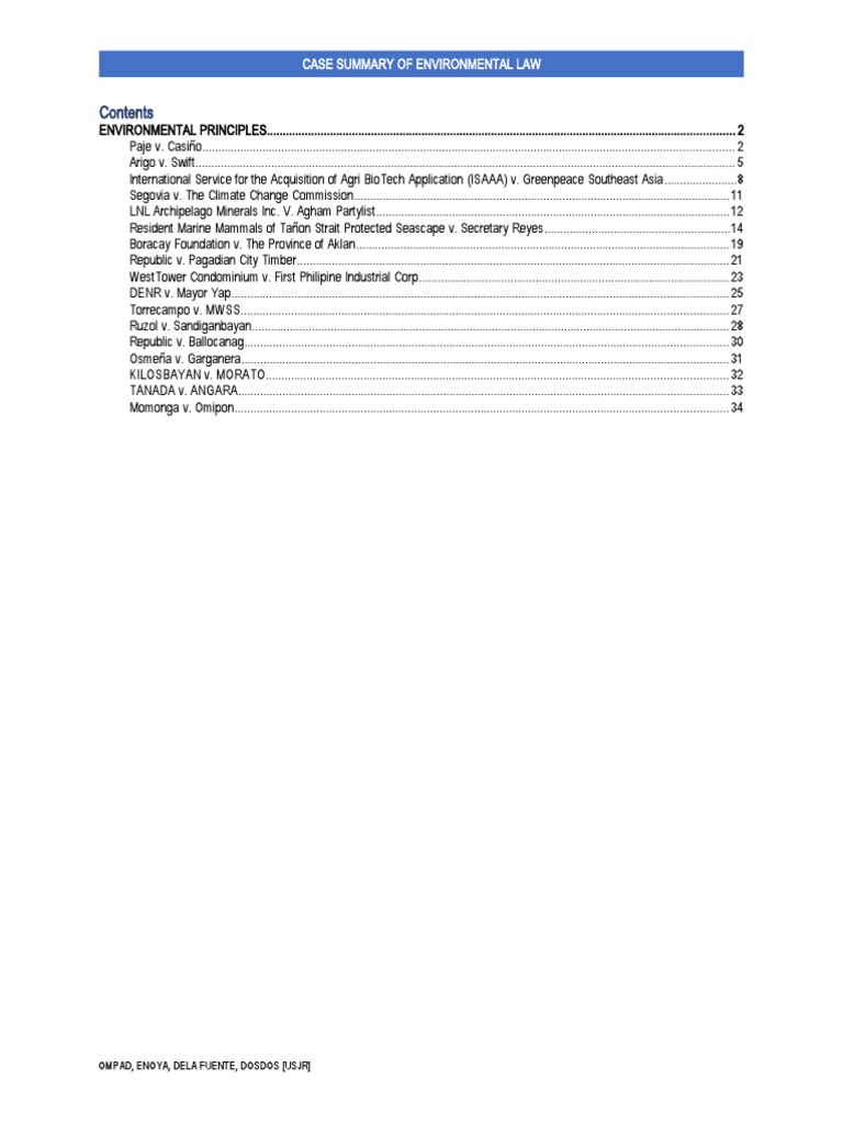 Case Digest Envi 1 | PDF | Environmental Impact Assessment
