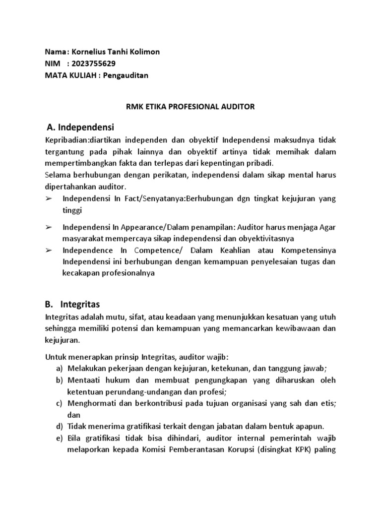 RMK Etika Profsional Audit | PDF