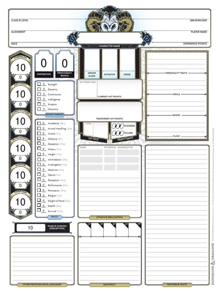 Icewind Dale - Character Sheets - Form Fillable | PDF | Role Playing ...