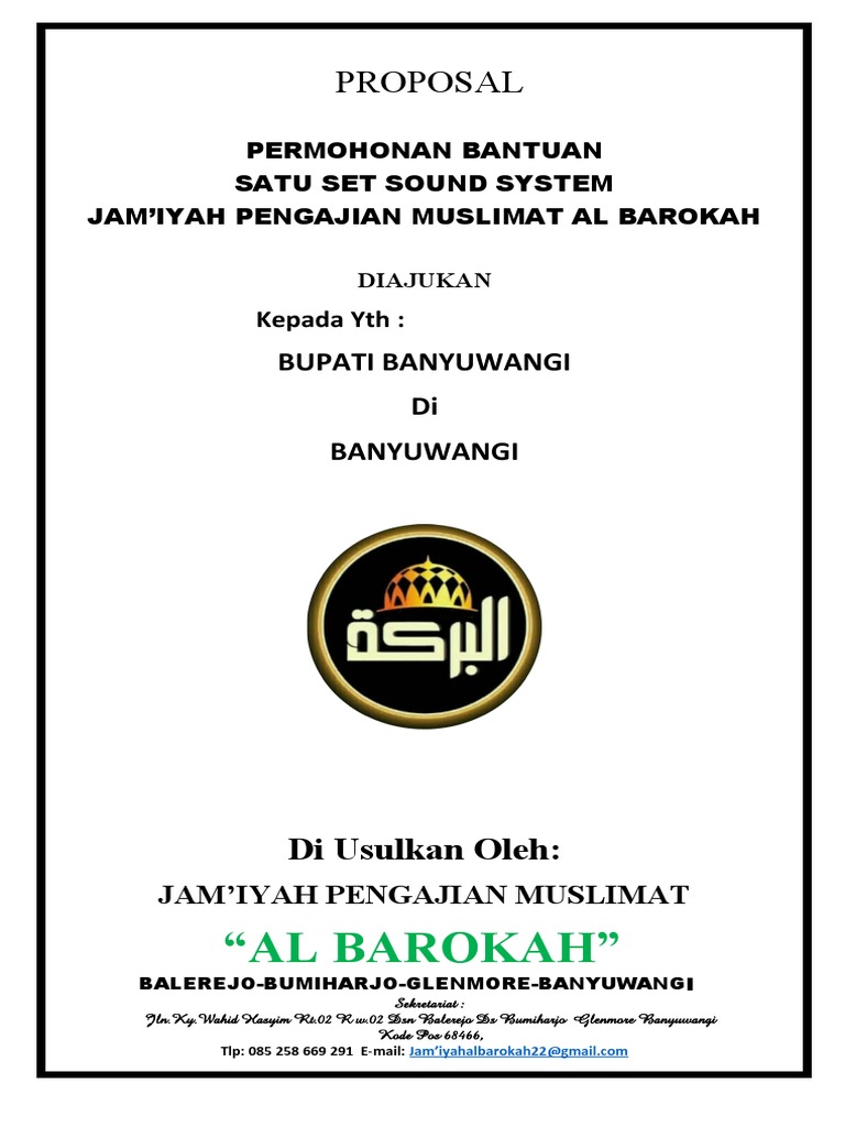 Proposal Jam'Iyah Al-Barokah Balerejo | PDF