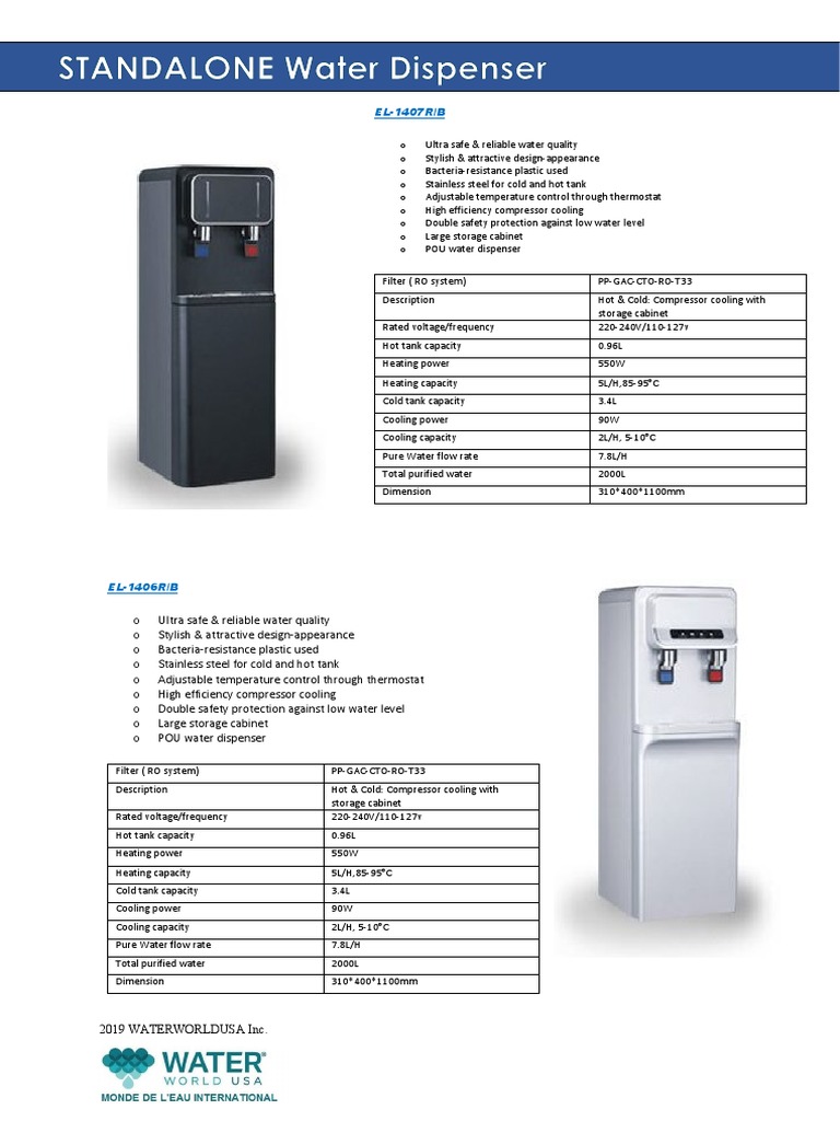 El-Ro Water Dispenser | PDF | Thermostat | Water