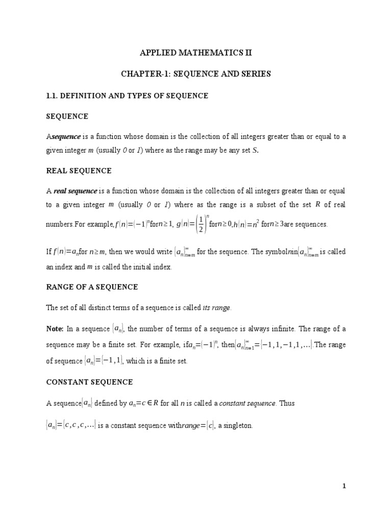 Applied Mathematics II Lecture Note | PDF | Sequence | Set (Mathematics)