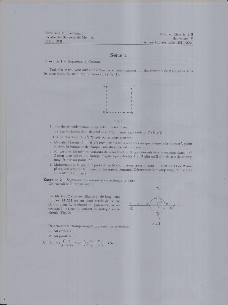 TD+corrigé Série1 Electromagnétisme - Boughrara | PDF