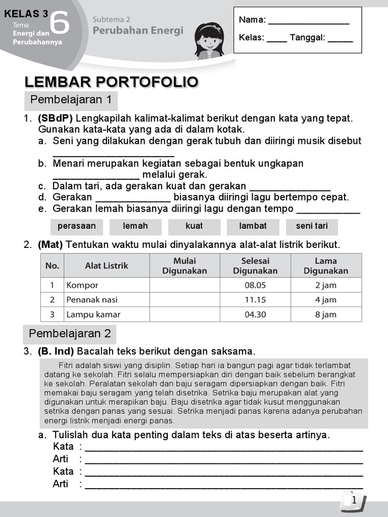 LEMBAR PORTOFOLIO BUPENA 3C Tema 6 Sub 2 | PDF