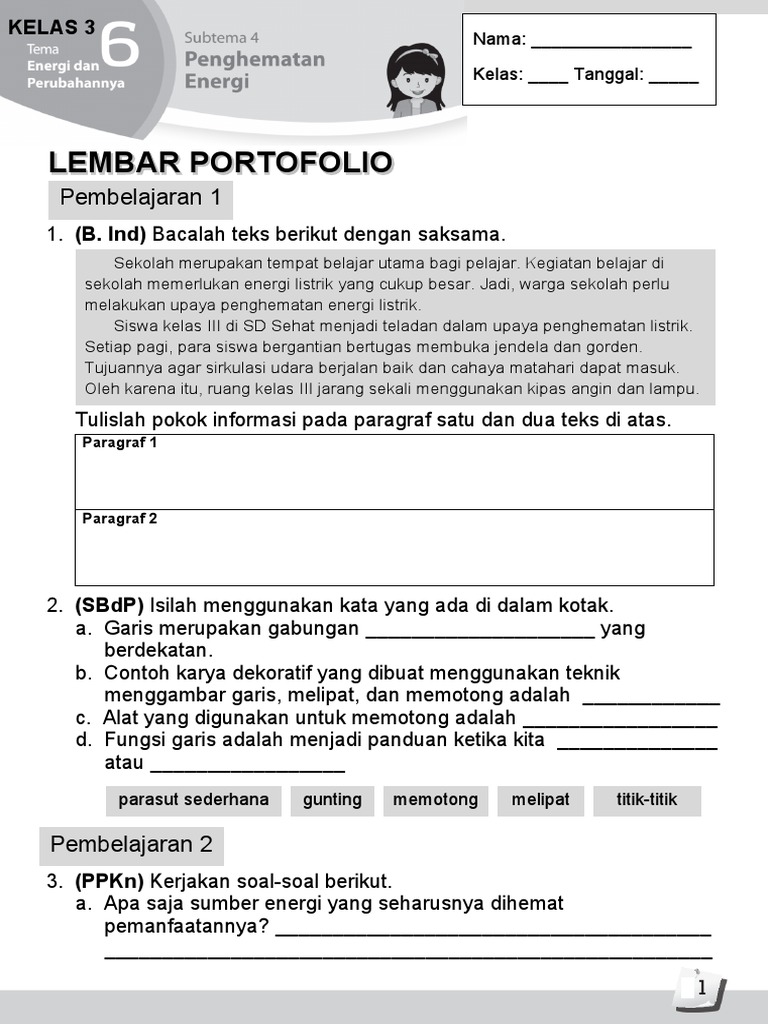 LEMBAR PORTOFOLIO BUPENA 3C Tema 6 Sub 4 | PDF