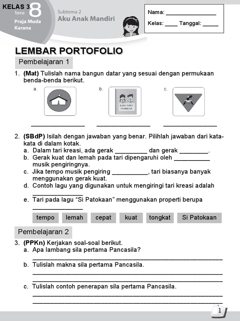 Lembar Portofolio Bupena 3d Tema 8 Sub 2 | PDF