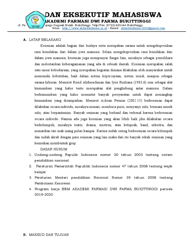 Proposal Seni 2021 | PDF