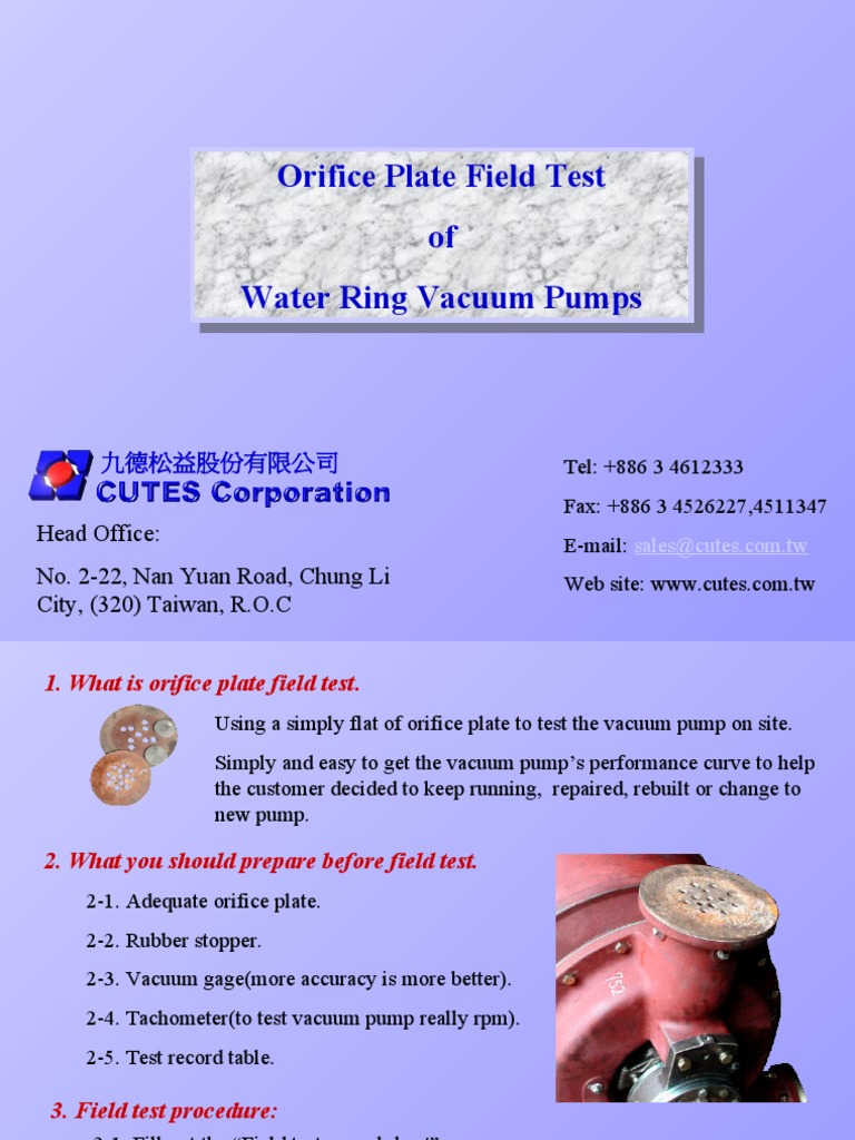 Field Test Of Vacuum Pump Pdf Pump Vacuum