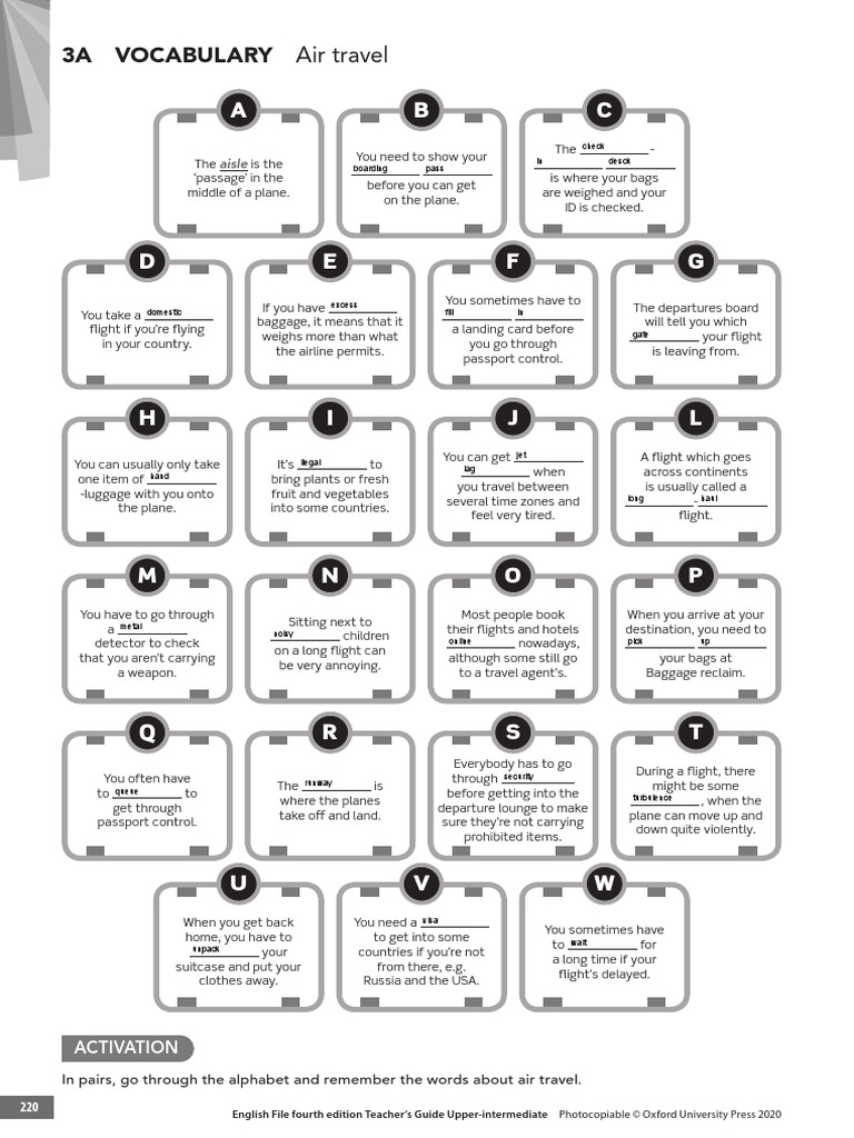 Vocabulary Practice 3A | PDF | Baggage | Aviation