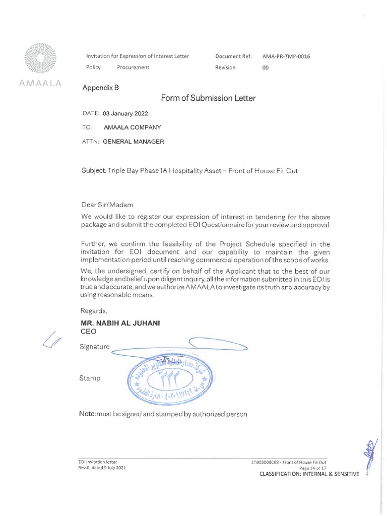 Appendix B - Form of Submission Letter | PDF