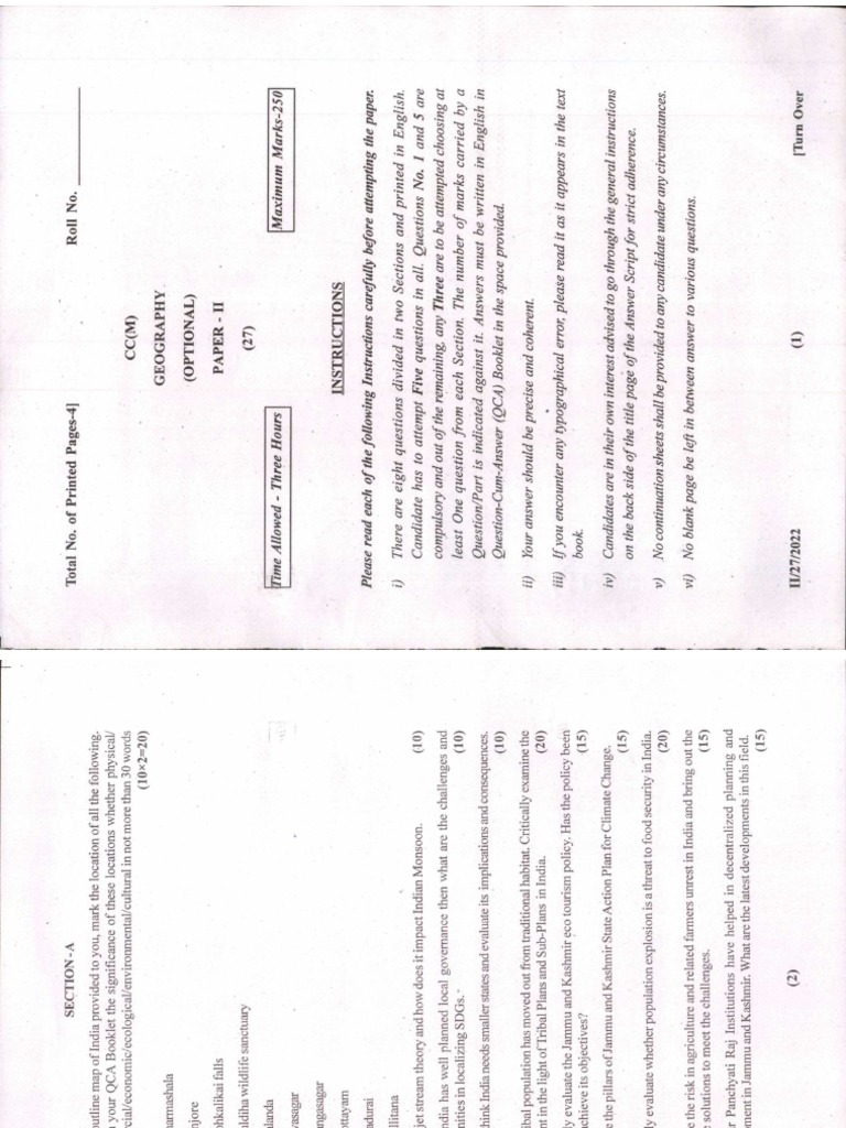 Geography Optional Paper 2 JKPSC | PDF