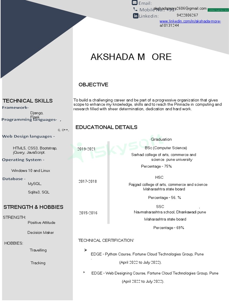 Akshada Resume | PDF | Web Design | Bootstrap (Front End Framework)