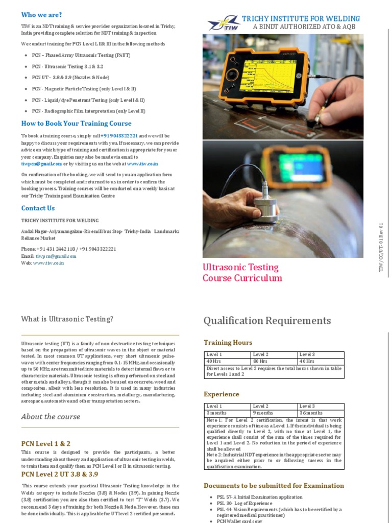UT COURSE CURRICULUM Rev 01 | PDF | Nondestructive Testing | Ultrasound