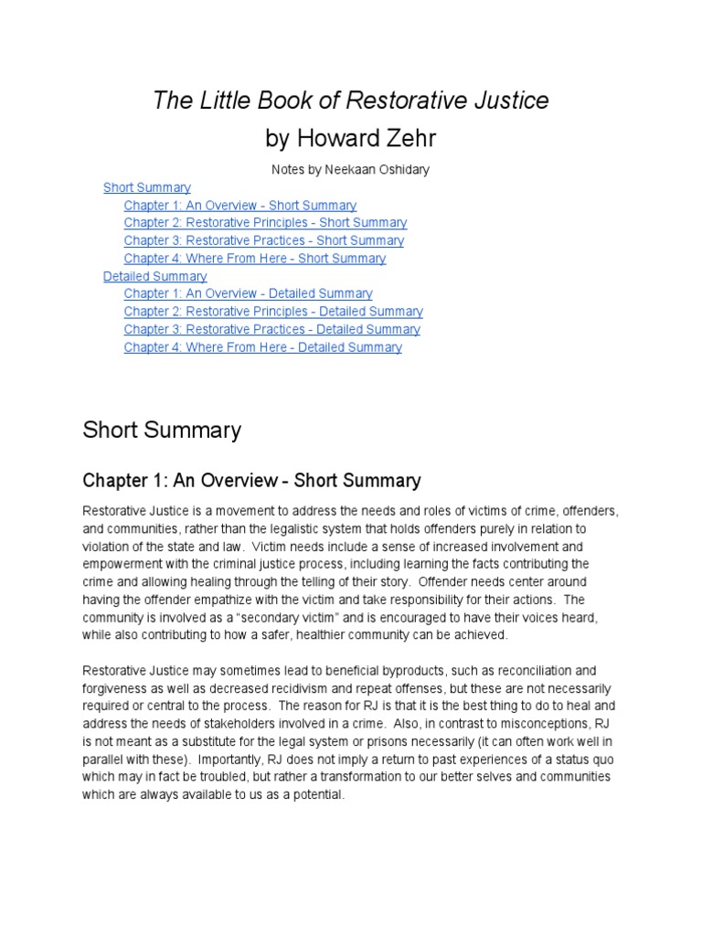 The Little Book of Restorative Justice | PDF | Restorative Justice ...
