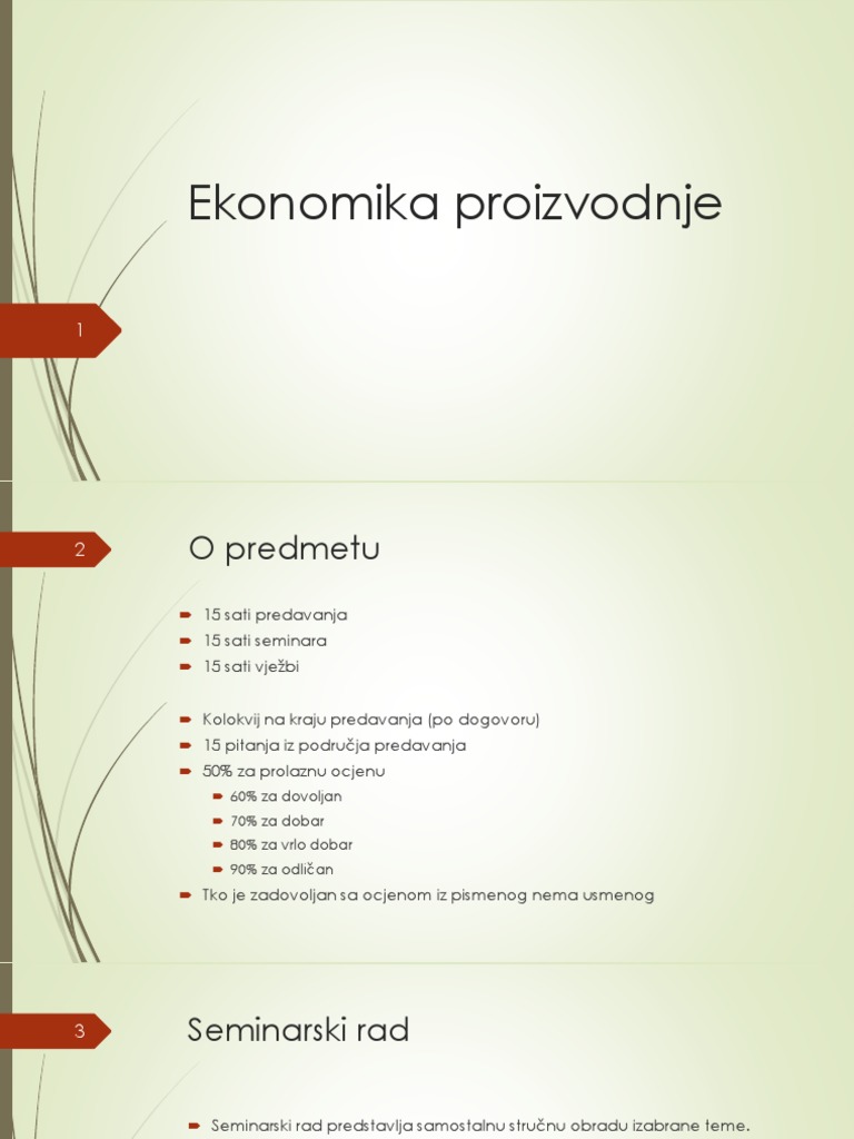 Predavanje 2022 Ekonomika Proizvodnje | PDF
