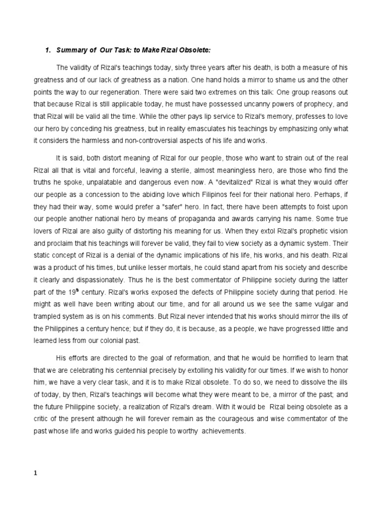 Bbtled Ict-Ontoy - Activity1-Renato Constantino Our Task To Make Rizal Obsolete | PDF | Philippines