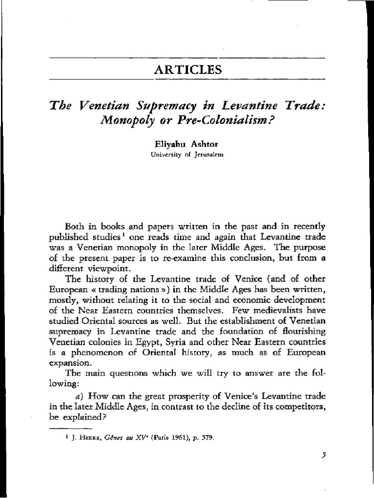 Ashtor, The Venetian Supremacy | PDF