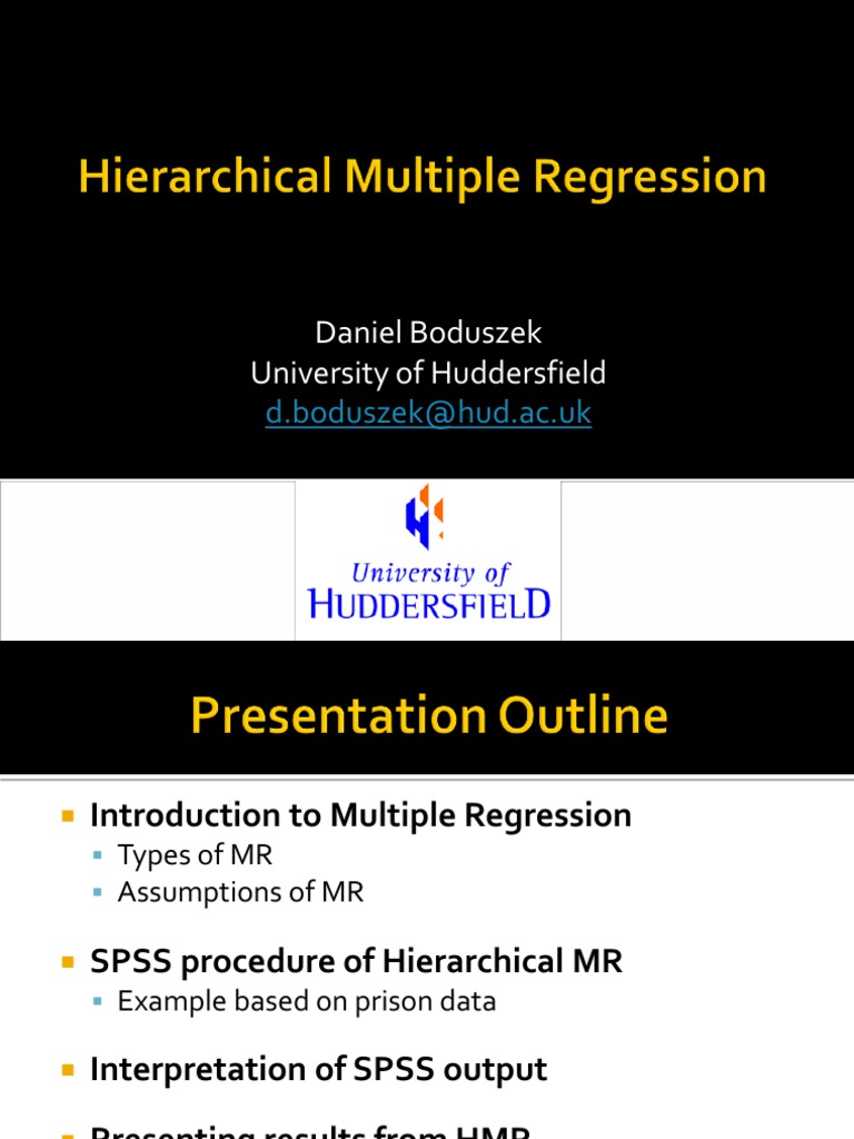 Hierarchical Multiple Regression - D. Boduszek | PDF | Errors And Residuals | Regression Analysis