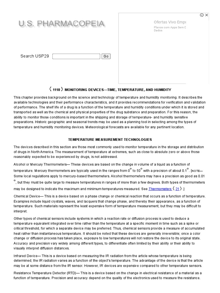 General Chapters - 1118 - MONITORING DEVICES-TIME, TEMPERATURE, AND HUMIDITY | PDF | Humidity ...