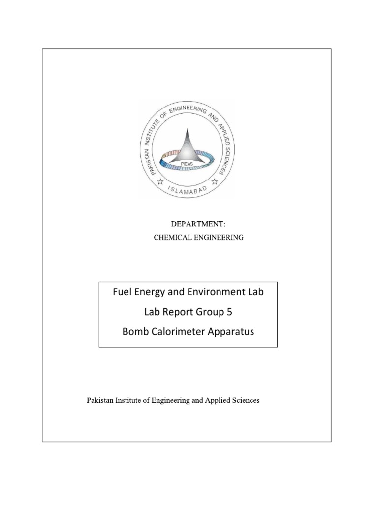 FEE Group 5 Bomb Calorimeter Apparatus Lab Report | PDF ...