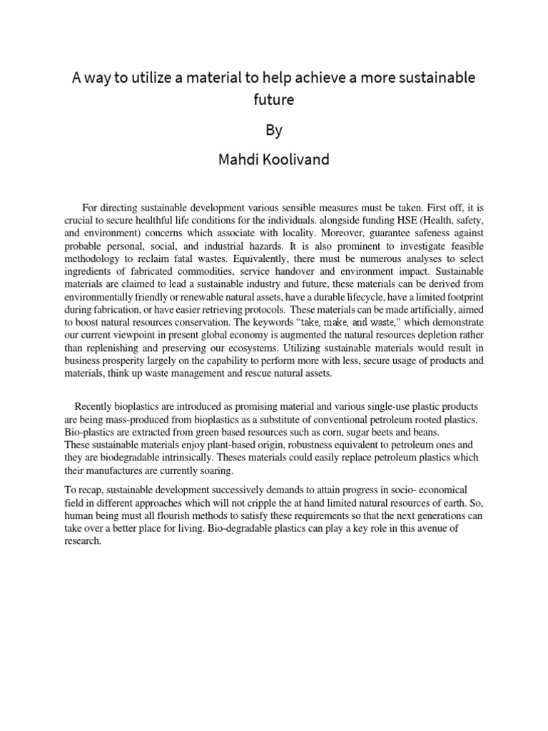Essay | Download Free PDF | Sustainability | Sustainable Development
