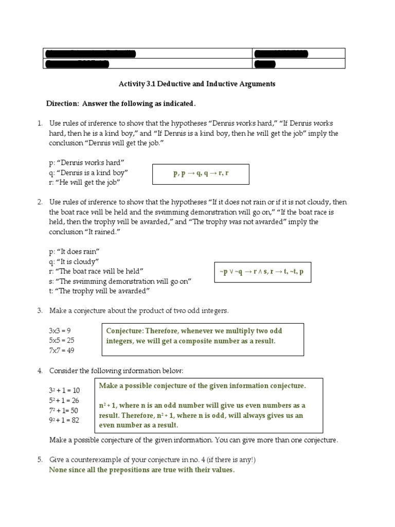 Deductive and Inductive Arguments | PDF