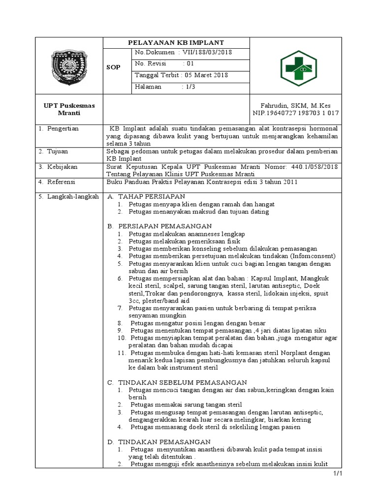 02 Sop KB Implant | PDF
