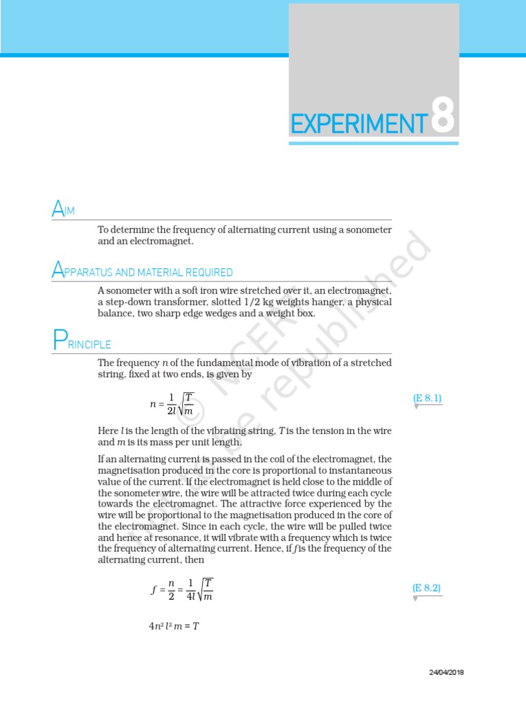 Experiment 8 | Download Free PDF | Alternating Current | Frequency