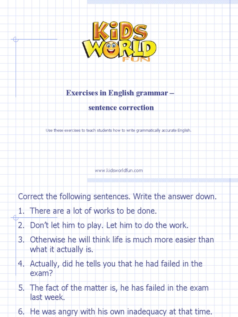 English Sentence Correction Exercises | PDF | Grammar | Linguistics