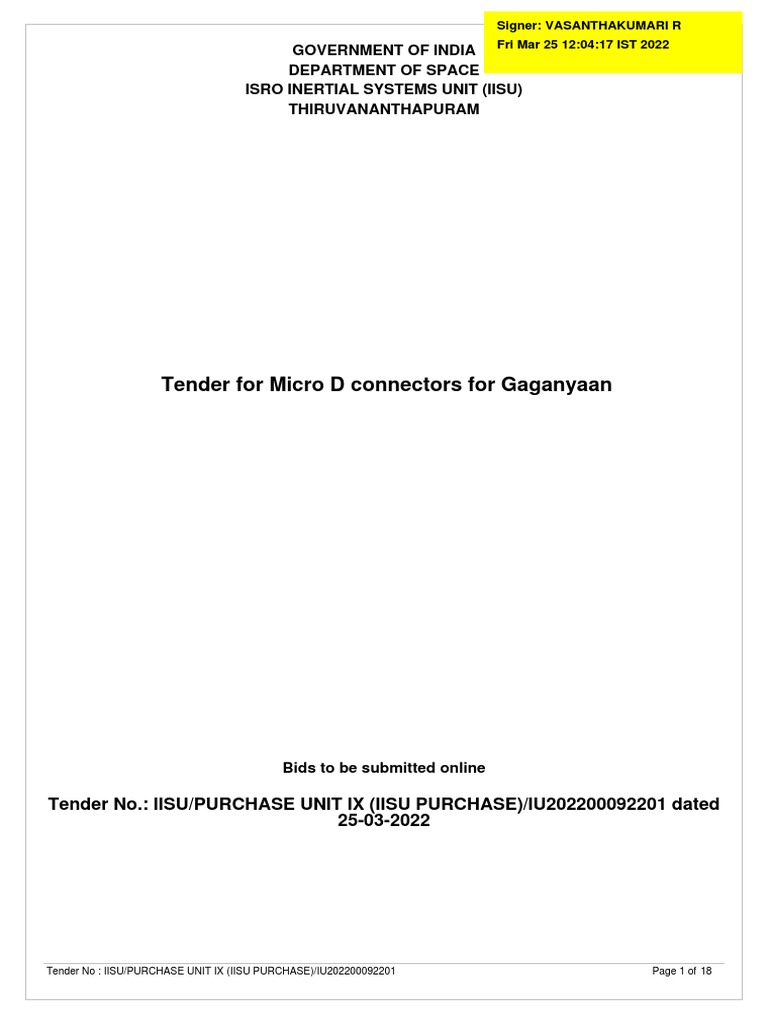 Tender Document IU202200092201 | PDF | Ac Power Plugs And Sockets ...